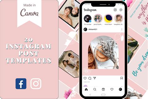 Instagram Templates Pink Dark Pink Light Pink Canva Template