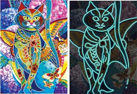 Диамантен гоблен Светеща котка