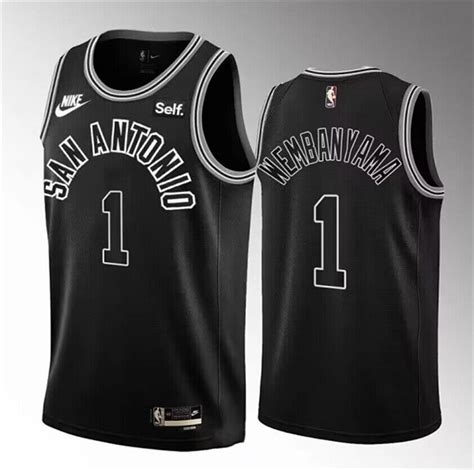 Mens San Antonio Spurs 1 Victor Wembanyama Black 2022 23 Icon Edition