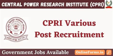 Cpri Recruitment 2025 Apply For 44 Vacancies