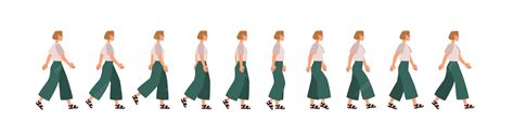 Premium Vector Walk Sequence Animation Woman In Motion Full Moving Cycle By Steps Female