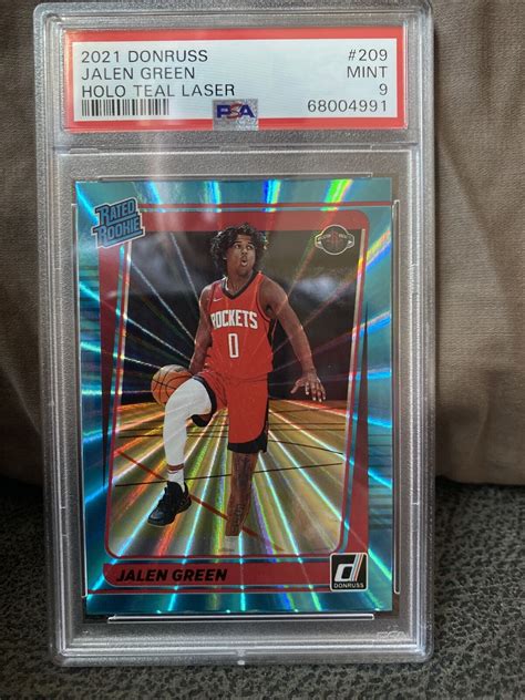 2021 22 Panini Donruss Jalen Green Rated Rookie Holo Teal Laser 209 RC