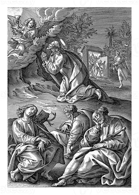 Christ In The Garden Of Gethsemane Antonie Wierix II After Maerten De Vos