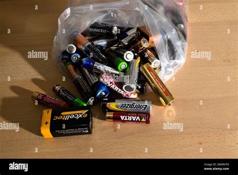 Batteries For Recycling Mostly AA And AAA Cells Two Pp3 Cells Mixed