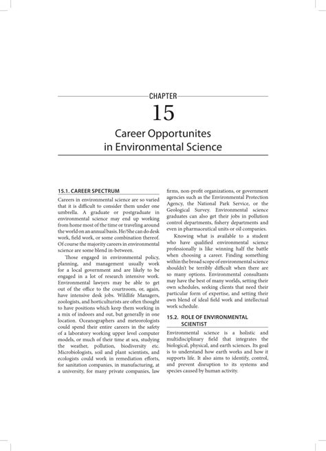 Pdf Career Opportunities In Environmental Science