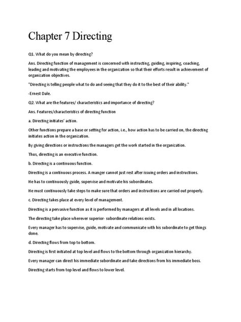 Chapter 7 Directing Pdf Leadership Motivational