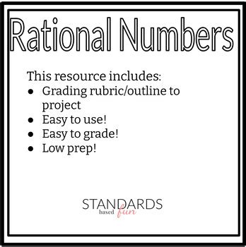Rational Numbers Project By Standards Based Fun TPT