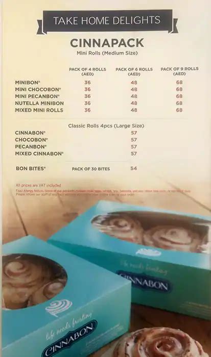 Cinnabon Menu Menu For Cinnabon Baniyas Abu Dhabi Zomato