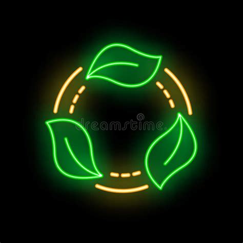 Neon Sign Representing Recycling With Three Green Leaves Rotating In A