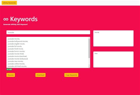 infinity keywords generator script by rohitchouhan codester