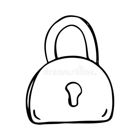 Hand Drawn Padlock Sketch Style Locked Padlock Drawing Security Concept Art Stock Illustration