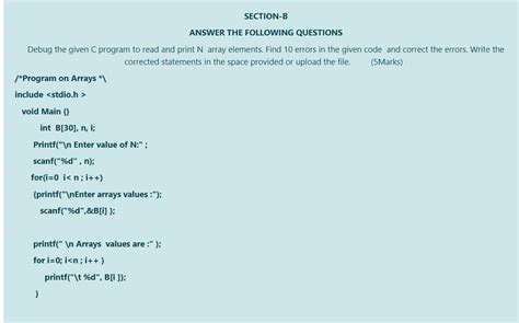 solved section b answer the following questions debug the