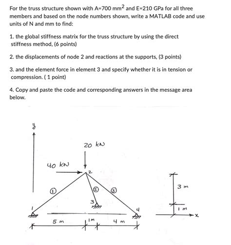 solved for the truss structure shown with a 700 mm2 and