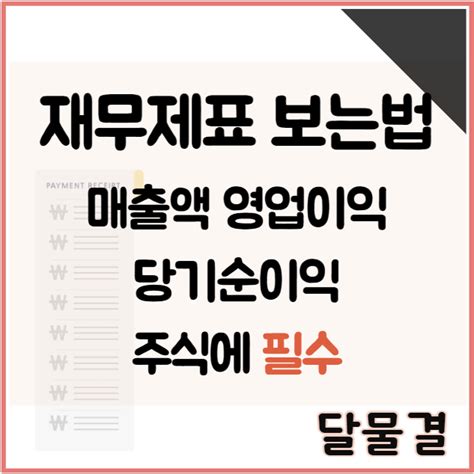 재무제표 보는법 매출액 영업이익 당기순이익 주식에 필수 네이버 블로그