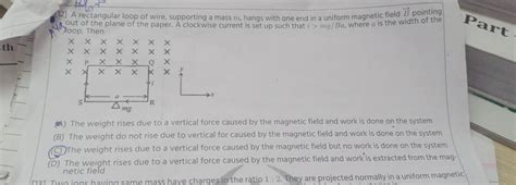 12 A Rectangular Loop Of Wire Supporting A Mass M Hangs With One End I