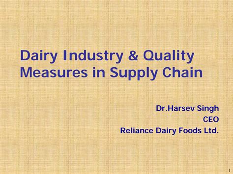 Dairy Industry And Quality Measures In Supply Chain 2013 Pdf