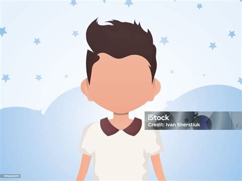 귀여운 어린 소년의 초상화 방에 아이가있는 배너 만화 스타일 벡터 일러스트레이션 교육에 대한 스톡 벡터 아트 및 기타 이미지