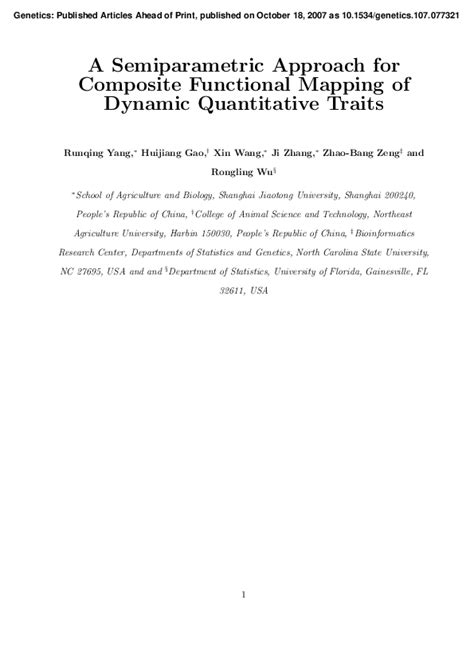 Pdf A Semiparametric Approach For Composite Functional Mapping Of