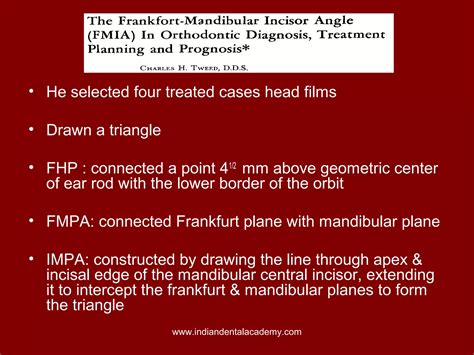 Tweeds Analysis And Wits Appraisal Dental Crown And Bridge Courses Ppt