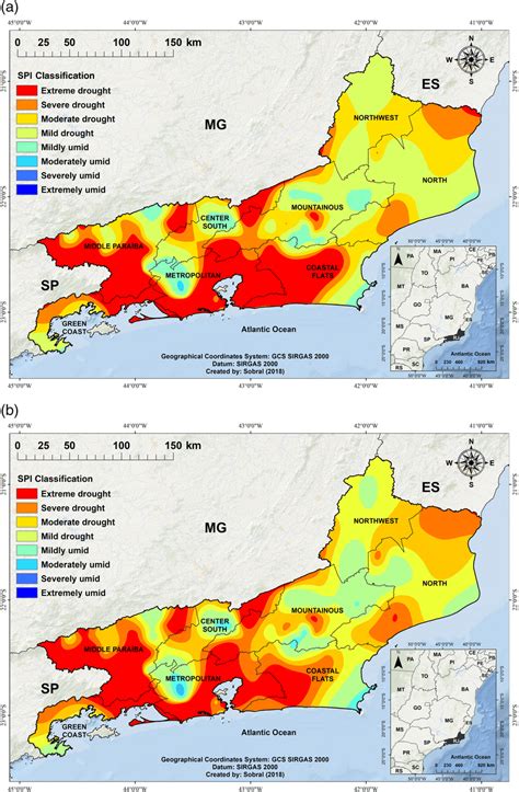 Spatial Variability Of The Annual Spi A And Rdi St B Indexes In The Download Scientific