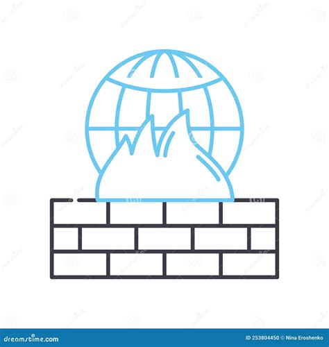 Firewall Line Icon Outline Symbol Vector Illustration Concept Sign