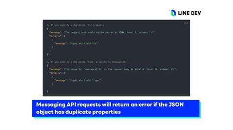 Messaging Api จะไม่อนุญาตให้มี Property ซ้ำกันใน Body Request