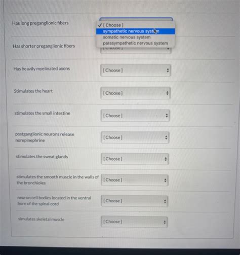 Solved Has Long Preganglionic Fibers [choose Sympathetic