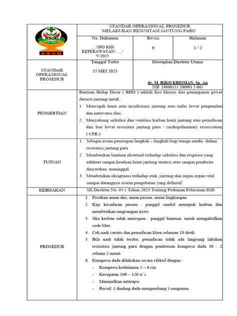 Sop Defibrilator Pdf
