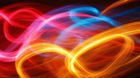 Abstract Light Trails Dynamic Flow Of Red Orange And Blue Energy