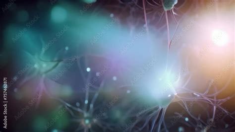 Neuron Cell 3d Render Computer Generated With Blue Background Neurons And Nervous System