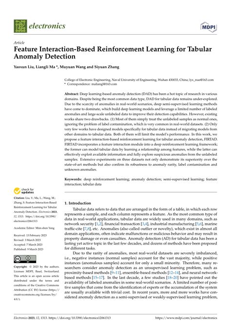 Pdf Feature Interaction Based Reinforcement Learning For Tabular Anomaly Detection