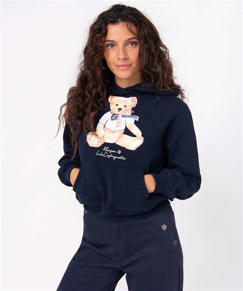 Sweat Femme à Capuche Avec Motif Lulucastagnette Marine Gemo