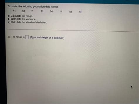 Solved 18 Consider The Following Population Data Values 11