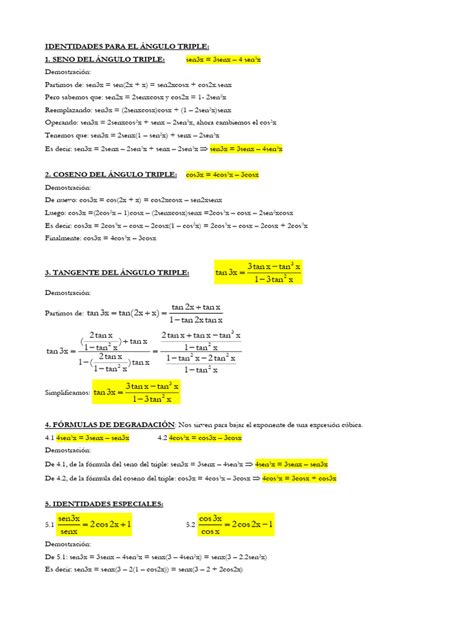 Formulario De Trigonometría Pdf Funciones Trigonométricas