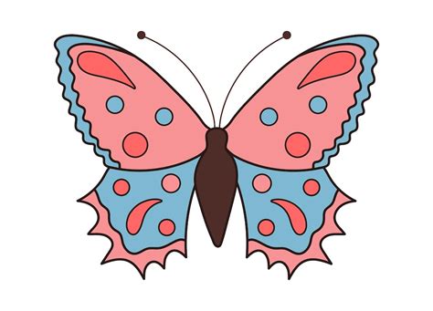 레트로 멋진 나비 Boho 여름 곤충 히피 환각 만화 요소 벡터 일러스트 레이 션 프리미엄 벡터