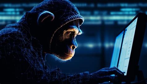 Premium Ai Image Techno Monkey Coding Chain