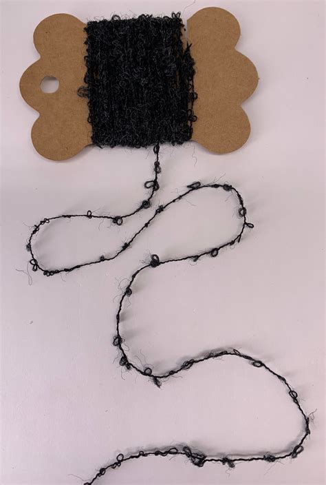 10 Yards Small Sparse Boucle Trim Black Novelty Fibers Scrapbooks