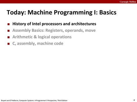 Machine Level Programming I Basics 18 213 Introduction To Computer