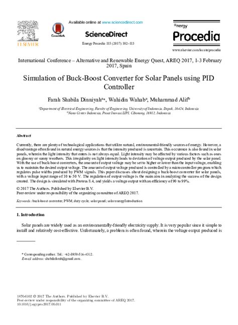 pdf simulation of buck boost converter for solar panels using pid