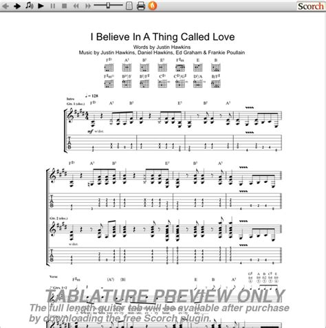 The Darkness I Believe In A Thing Called Love Guitar Tab