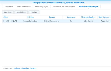 Rechteprobleme Mit Backitup Und NFS NAS Sicherung