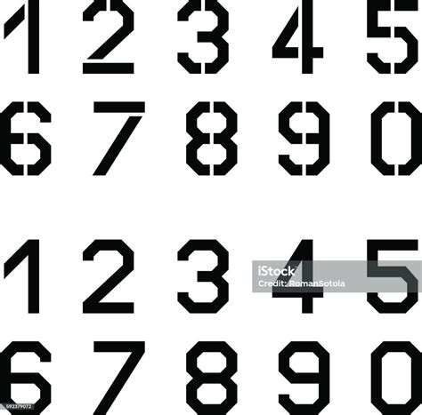 Stencil Angular Font Numbers向量圖形及更多數字圖片 數字 8號 一個物體 Istock