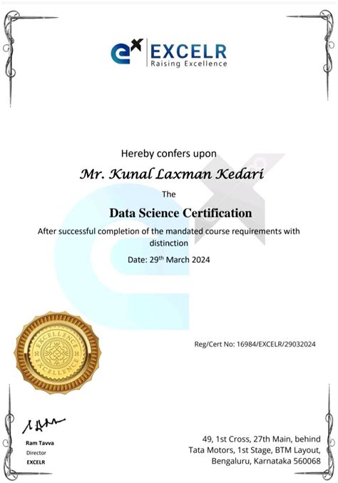 Finished Data Science Course With Excelr Solutions Kunal Kedari