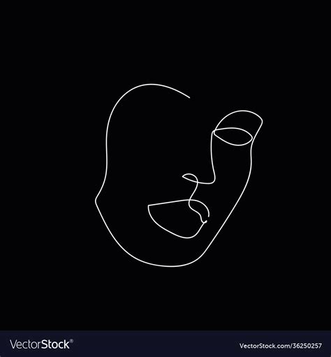 Continuous Line Abstract Face Contemporary Vector Image