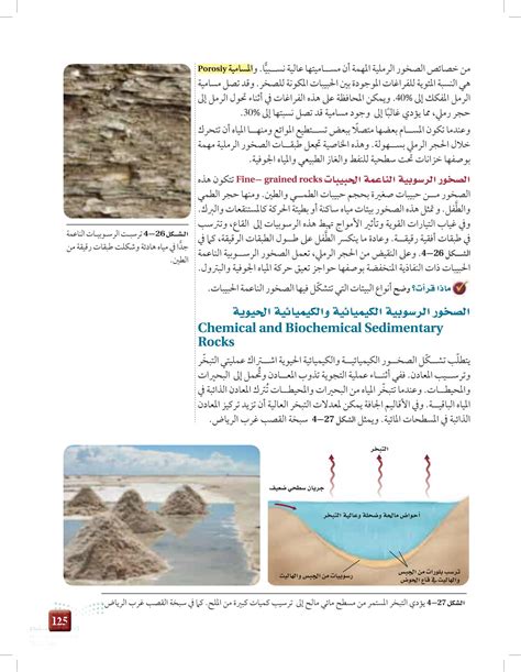 أنواع الصخور الرسوبية علوم الأرض والفضاء ثالث ثانوي المنهج السعودي