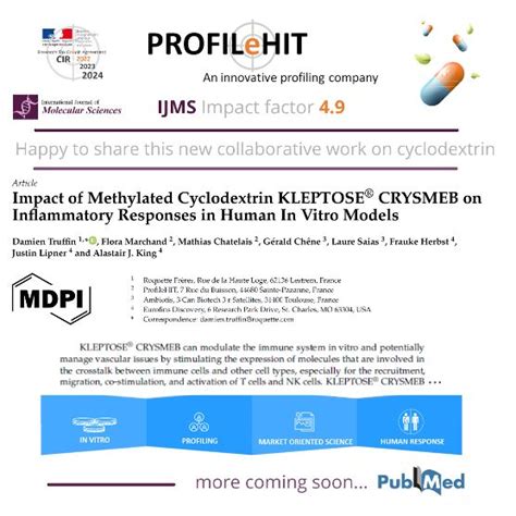 Impact Of Methylated Cyclodextrin Kleptose® Crysmeb On Inflammatory