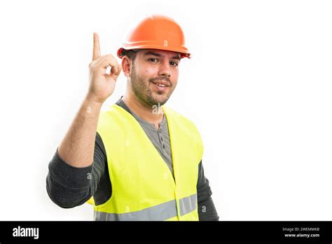 Happy Cheerful Adult Constructor Man Making Bright Good Idea Gesture