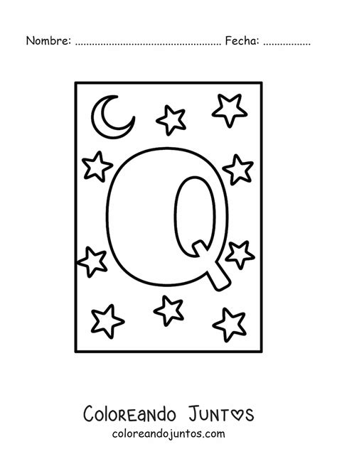 Letra Q May Scula Con Estrellas Y Una Luna Coloreando Juntos 17220