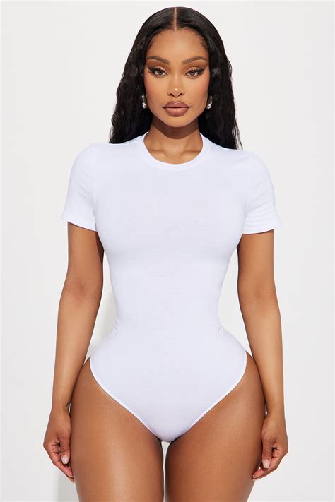 Cambria Short Sleeve Bodysuit White Fashion Nova