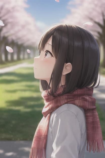 Premium Photo Anime Girl Looking Down At The Trees